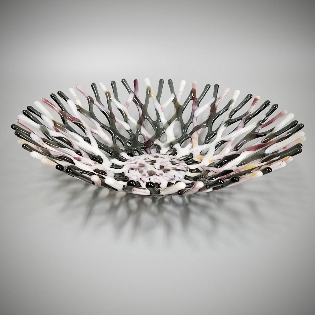 Beach Glass Art Sea Coral Fruit Bowl in Seashell Pink and Gray | Gifts ...