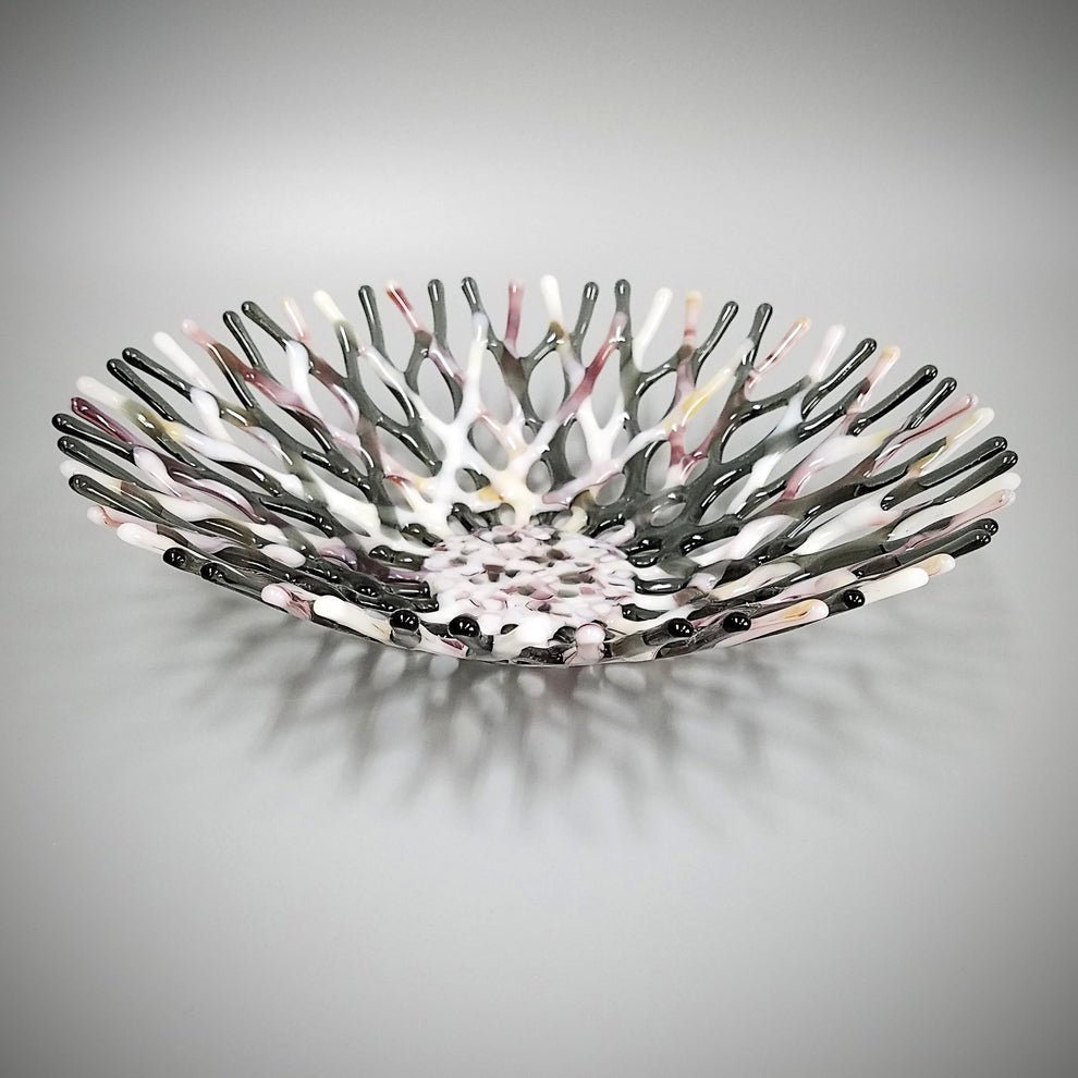 Beach Glass Art Sea Coral Fruit Bowl in Seashell Pink and Gray | Gifts ...